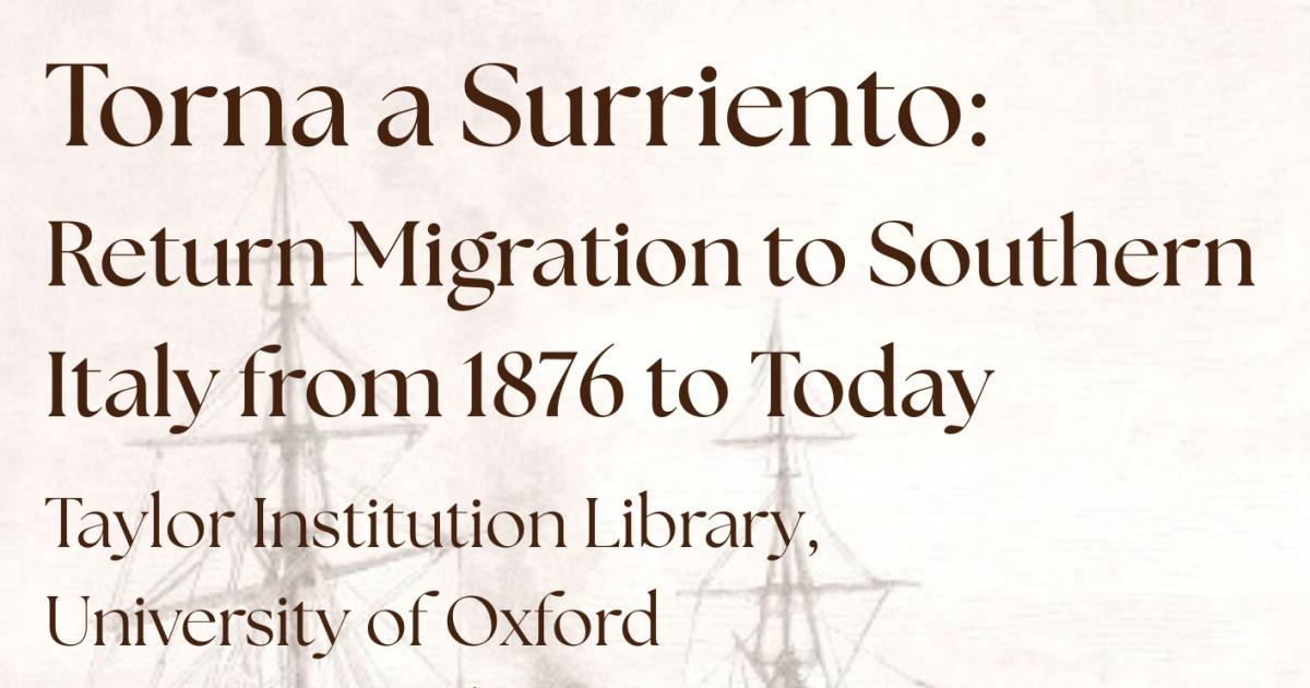 "Torna a Surriento": Return Migration to Southern Italy from 1876 to ...