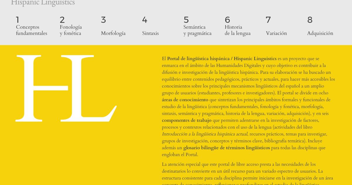 "Portal de lingüística hispánica" Digital Humanities Project | Faculty ...